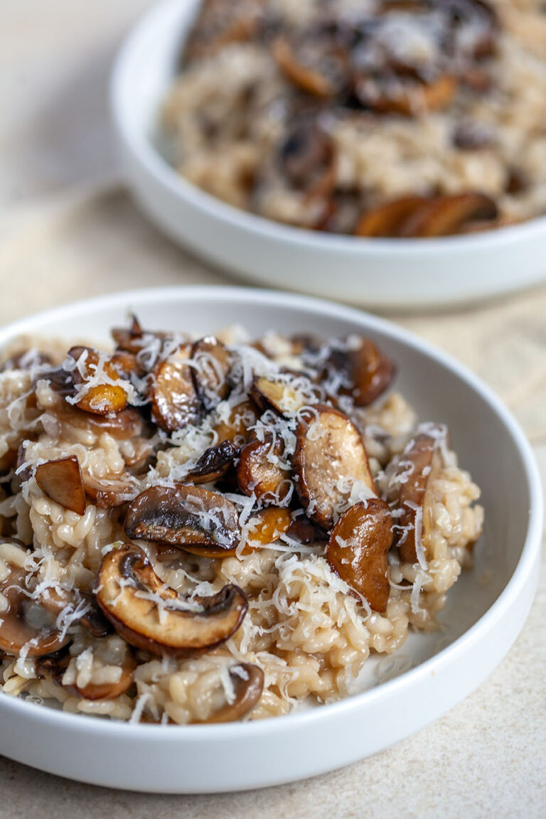 Risotto met kastanjechampignons.