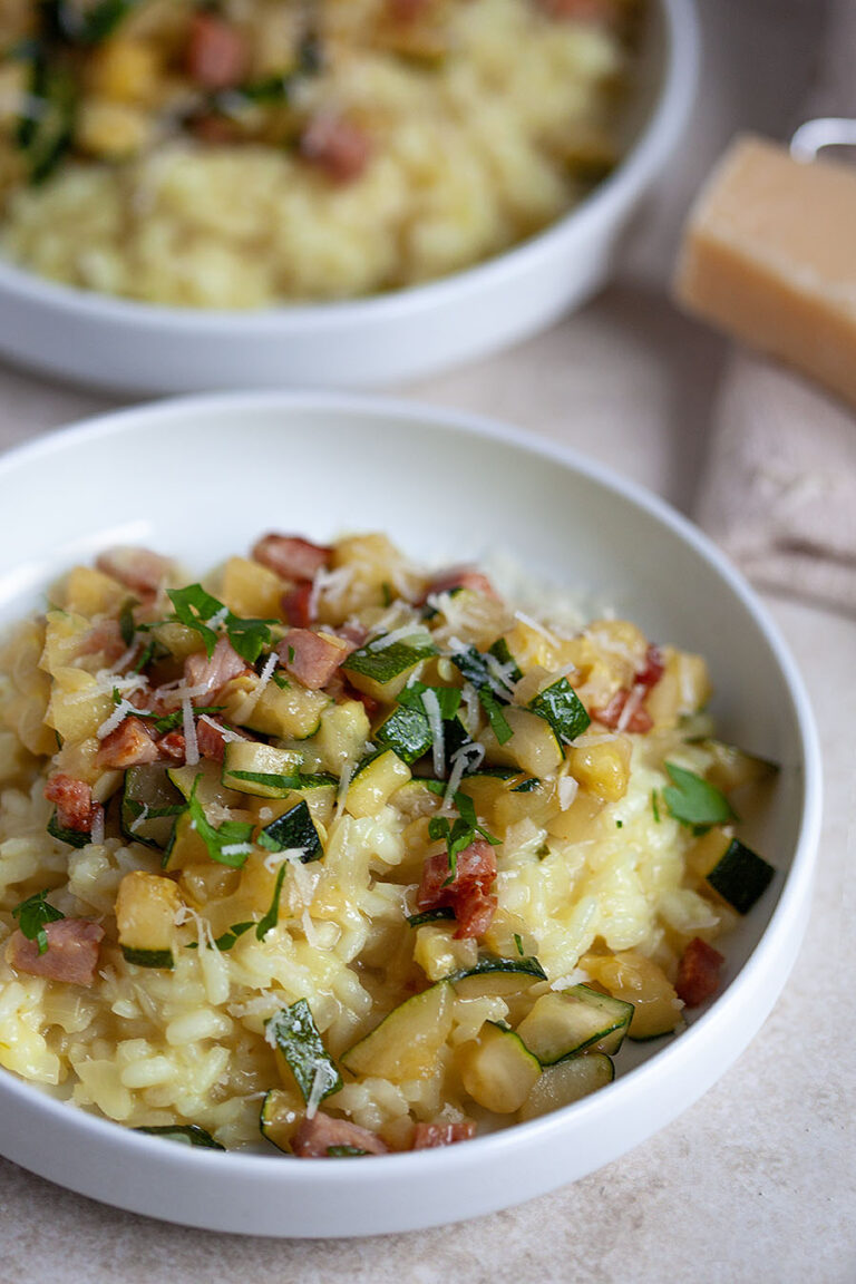 RISOTTO MET COURGETTE & SPEKJES.